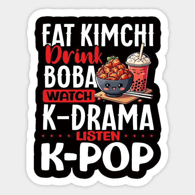 Kimchi Lover Boba K-Drama Series K-Pop Korean Kimchi - Kimchi - Sticker | TeePublic